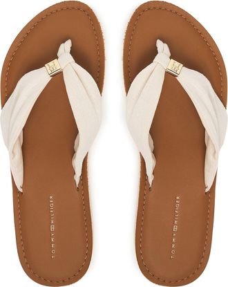 Tommy Hilfiger Zehentrenner Tommy Hilfiger Th Ltr Footbed Summer Sandal FW0FW09194 &Eacute;cru