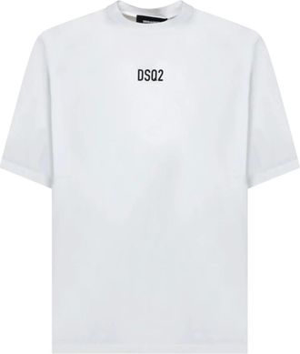 Dsquared2 Homme, Tops, Blanc, Taille: S T-shirt Blanc Col Rond Manches Courtes