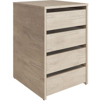 PEGANE Commode, Meuble de rangement avec 4 tiroirs coloris ch&ecirc;ne - Hauteur 61,8 x Longueur 45 x profondeur 45 cm