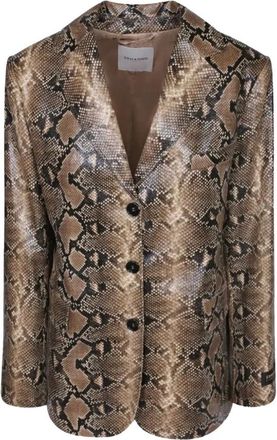 Ermanno Scervino Blazer droit &agrave; revers satin&eacute; - Femme - Vestes - Brun - Taille: 36 FR