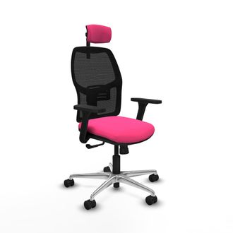 Piqueras y Crespo Alfera Rosa Schreibtischstuhl mit 3D-Armlehnen, h&ouml;henverstellbarer Lendenwirbelst&uuml;tze und h&ouml;henverstellbarem Kopfteil, Schwarz/Rosa