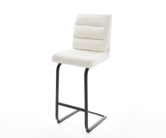 DELIFE Barstuhl Pela-Flex Boucl&eacute; Soft Beige Freischwinger Flach Metall Schwarz, Barst&uuml;hle