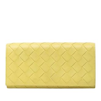 Bottega Veneta Portefeuille long Pre-owned en cuir Intrecciato - Femme - Pre-owned - Jaune - Taille: ONE Size