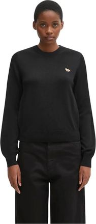 Maison Kitsun&eacute; Femme, Pulls, Noir, Taille: 36 FR Pull en M&eacute;rinos Baby Fox