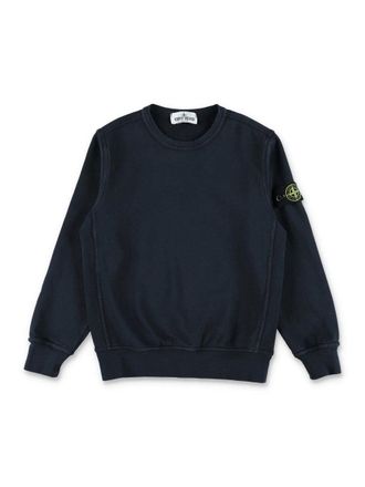 Stone Island Logo Cotton Sweatshirt - Blue