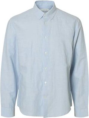 Selected Chemise unie col am&eacute;ricain en lin et coton
