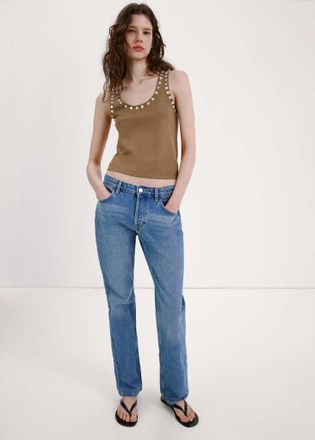 Mango D&eacute;bardeur &agrave; bretelles avec boutons d&eacute;coratifs caramel - Femme - XXS - MANGO