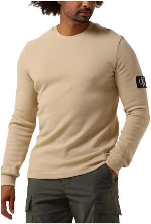 Calvin Klein Herren Badge Waffles LS Tee - - Sweatshirts & Hoodies - Herren - Beige - S