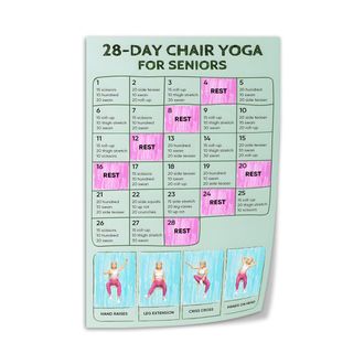 Generic 28 Days of Chair Yoga Poster - Daily Gentle Exercises for Seniors, Easy-to-Follow Illustrated Chart for Bedroom or Living Room Wall(Unframed,16x24inch