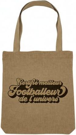 Fabulous Sac Shopping Tote Bag Aspect Lin - Certifi&eacute; meilleur Footballeur de lunivers Football Sport Ballon - Sac de Courses Toile Epaisse 360g Beige Naturel C