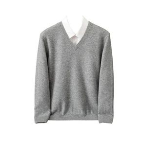 Generic Pull en cachemire multicolore pour homme - Col en V - Manches longues - Pull tricoté décontracté et doux, 606, XXL