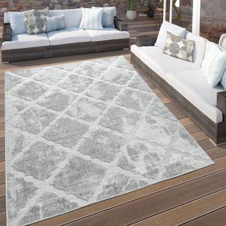 Paco Home Paco Home - Tapis Int&eacute;rieur Et Ext&eacute;rieur Aspect Marbr&eacute; Losanges Gris 160x230 cm
