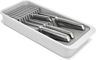Joseph Joseph DrawerStore 2-Stufiger Messer Organizer, für bis zu 16 Messer, Zerlegbar, recyceltem Plastik, White