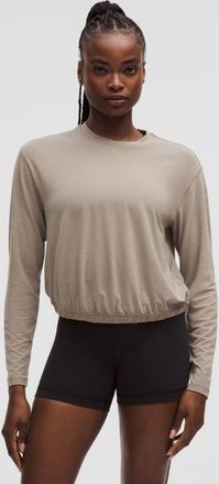 lululemon Haut dentraînement en jersey à manches longues et ourlet élastique pour Femmes - Gris - Taille 10