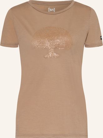 super.natural T-Shirt Tree Of Knowledge Mit Merinowolle beige