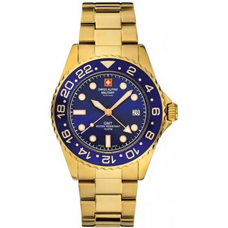 Swiss Alpine Military Montre Homme GMT Analogique Quartz 7052 Acier Inoxydable 10 ATM 7052.1115 - Homme - Accessoires - Bleu - Taille: ONE Size