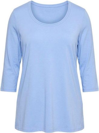 Ulla Popken T-Shirt Shirt Glitzerherz Rundhals 3/4-Arm Pima Cotton