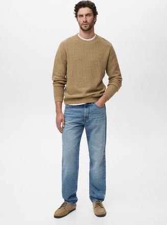 Mango Jersey aus 100% Baumwolle mit Struktur beige - Herren - XXL - MANGO MAN