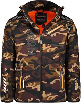 Geographical Norway Geographical Norway Rainmen Smu Veste Softshell pour homme Veste softshell Homme, Camo Kaki/Orange, XXL