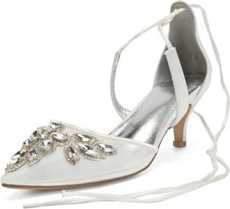 Generic Chaussures De Mariage Femme À Talon Aiguille Chaussure Mariée Bout Pointu Haut Sexy Dress Fête Heel Shoes 6Cm,Ivoire,36 EU