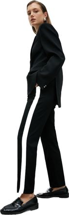 Koton Women Striped Pocket Detail High Rise Cigarette Trousers