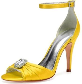 Generic Femmes &Agrave; Talon Haut &Eacute;l&eacute;gant Mari&eacute;e Stylet Talons Et&eacute; Talon Mariage Soir&eacute;e Chaussures Femmes 10.5Cm,Jaune,42 EU