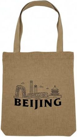 Fabulous Sac Shopping Tote Bag Aspect Lin - Beijing Minimalist P&eacute;kin Chine Voyage Ville - Sac de Courses Toile Epaisse 360g Beige Naturel Cabas Port&eacute; Epaule So