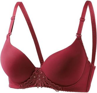 Generic Bustier Dentelle Moyenne et Haute - Sans Armature, Coton B&eacute;b&eacute; Mince, Sous-v&ecirc;tements Confortable et Respirant Bustier Femme Rembourr&eacute;, rouge, 38