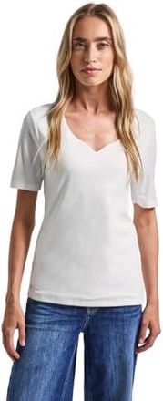 Street One A322690 T-Shirt Aspect Lin, Blanc cass&eacute;, 42 Femmes