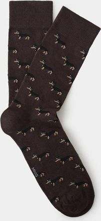 Mango Chaussettes coton imprim&eacute; chien marron - Homme - 40-42 - MANGO MAN