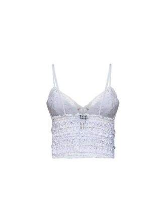 Charo Ruiz Ibiza Womens Cropped Top Melie White Lace Cotton Tops
