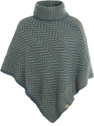 Knit Factory Amber Gestrickter Poncho - Damen Strickponcho mit Rollkragen - Umschlagponcho mit Fisgr&auml;tmuster - Damen Poncho aus Wolle und Polyacryl - Hochwertige Q