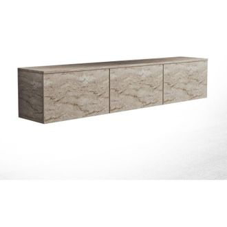 Hanah Home Meuble TV suspendu en bois avec &eacute;clairage LED Neon illuminated - 160 x 32 x 35 cm - Travertin