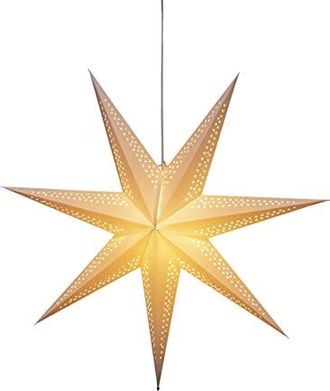 Konstsmide Weißer Papierstern, inkl. Anschlusskabel mit an/aus Schalter, ohne Leuchtmittel, E14 Lampenhalterung, 230V, Innen, weißes Kabel - 5931-200