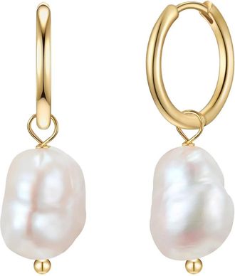 Glanzst&uuml;cke M&uuml;nchen Ohrringe - Sterling Silber Creolen S&uuml;&szlig;wasser-Zuchtperle - Gr. unisize - in Gold - f&uuml;r Damen