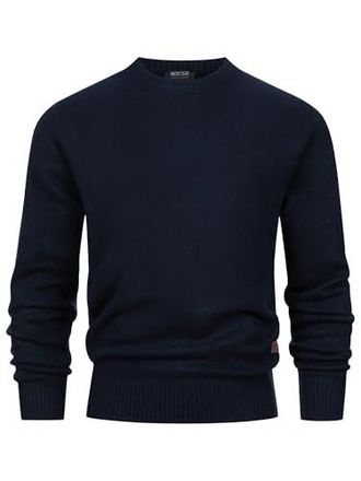 Indicode INTrax Pull en tricot fin &agrave; col rond pour homme - Pull en tricot pour homme, Sky Captain, M