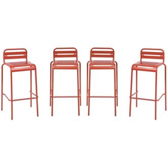 Sweeek Lot de 4 chaises hautes de jardin acier. 4 places. terracotta. L 44 x P 41 x H 85cm