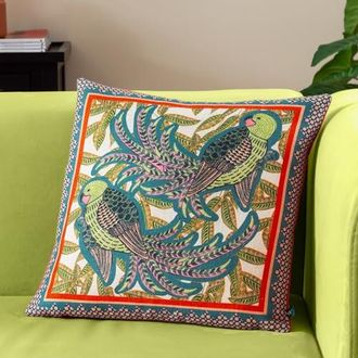 Wylder Wylder Karasi Papageien Kissen mit tropischen Federn, gefüllt