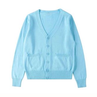 Generic Femmes Col V Solide Tricot Top Cardigan Mode Cardigan Printemps Fin Manches Longues Slim Vestes, bleu, Taille XS