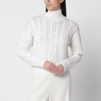 Max Mara White Comfort cable-knit sweater in wool and cashmere