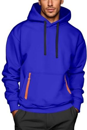 Generic Sweat &agrave; capuche d&eacute;contract&eacute; pour homme - Coupe ample - Chaud - Hiver - Automne - Streetwear - Confortable - Tissu doux et extensible, bleu, 3XL