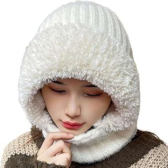 Generic Bonnet 3 en 1 pour femme, cagoule dhiver, bonnet dhiver 3 en 1 avec &eacute;charpe et masque, chapeau &eacute;charpe chaude coupe-vent pour lext&eacute;rieur, doublure en 