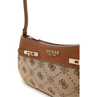 Guess sac &agrave; &eacute;paule Melinda Logo Shoulder Bag Latte Logo marron clair
