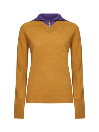 Maison Margiela Wool-Blend Ribbed V-Neck Sweater - Yellow