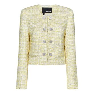 Rotate Gelber Boucl&eacute; Tweed Cropped Blazer - - Jackets - Damen - Gelb - M