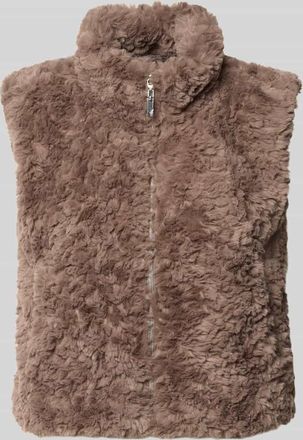Monari Regular Fit Weste aus Kunstfell mit Stehkragen