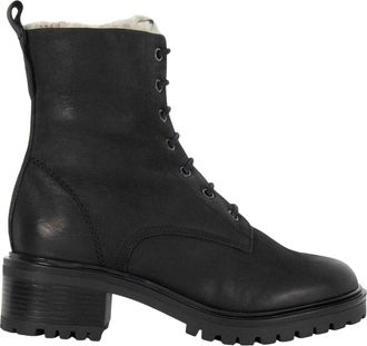 Dune London Springerstiefel f&uuml;r Damen, Leder, Blockabsatz (Schwarz)