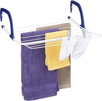 Relaxdays Hängetrockner, Wäscheständer zum Einhängen, für Balkon, Heizung & Camping, platzsparend, 4m Trockenlänge, weiß