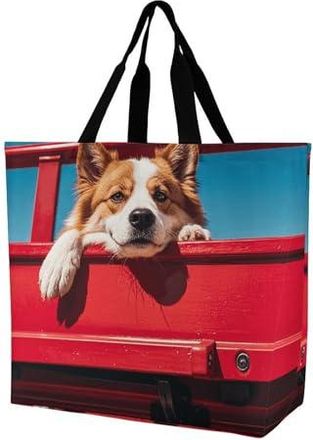 Generic Camion Rouge Sac Fourre-Tout Imperm&eacute;able Tote Bag D&eacute;contract&eacute; Sac A Main Femmes Pour Travail Shopping Quotidienne