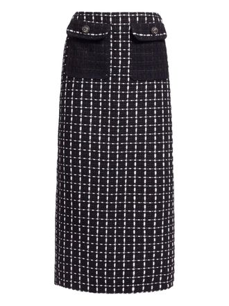 Elie Saab jupe en tweed &agrave; coupe mi-longue - Noir